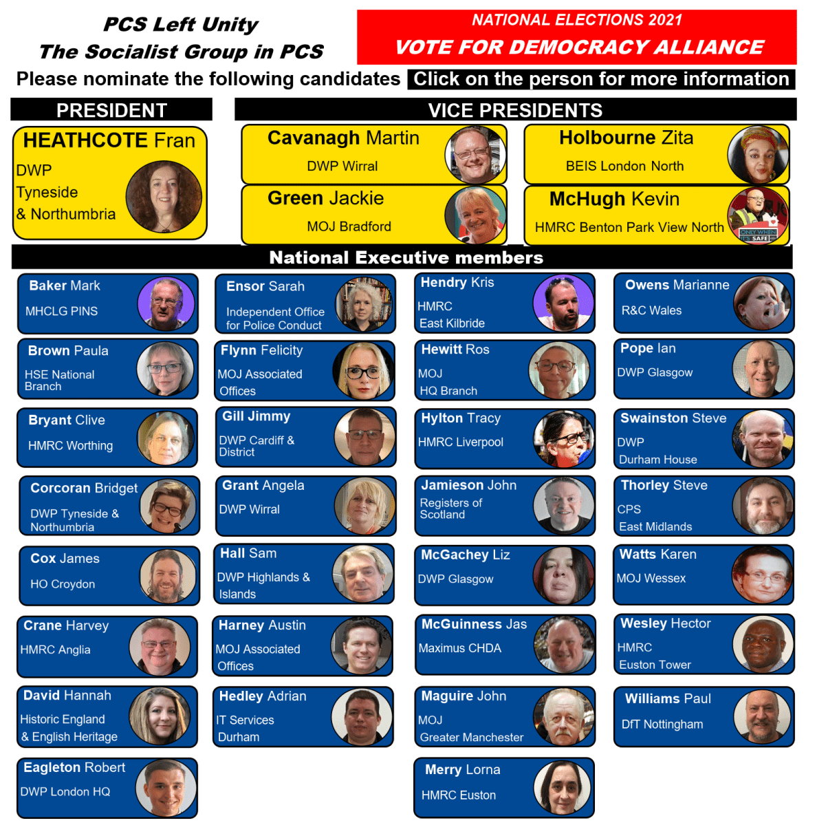 Vote for the Democracy Alliance | PCS Left Unity