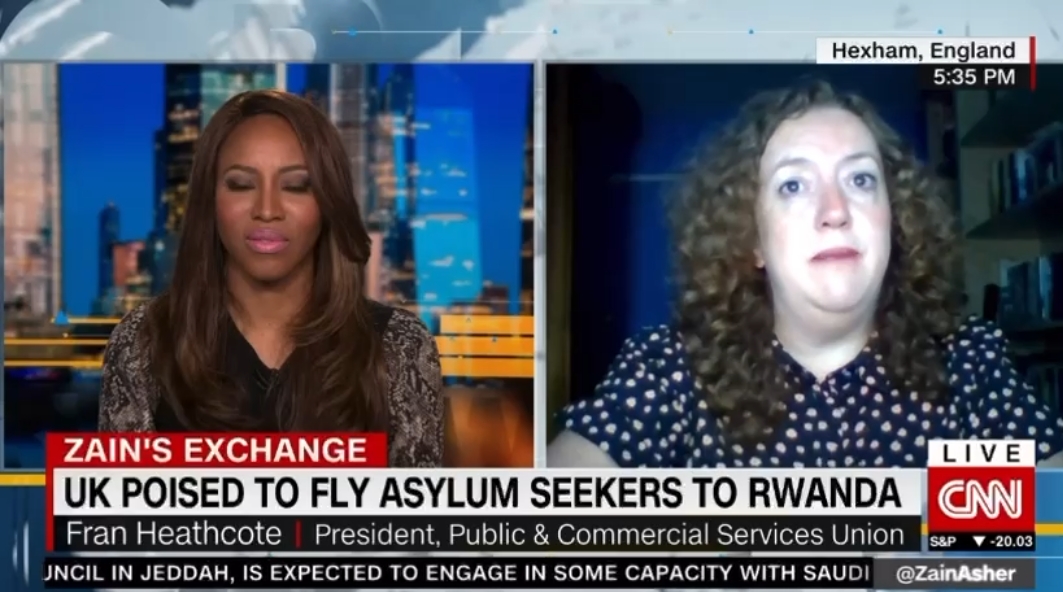 Fran Heathcote opposing Rwanda deportations on CNN | PCS Left Unity