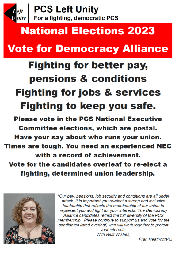 Democracy Alliance national leaflet | PCS Left Unity