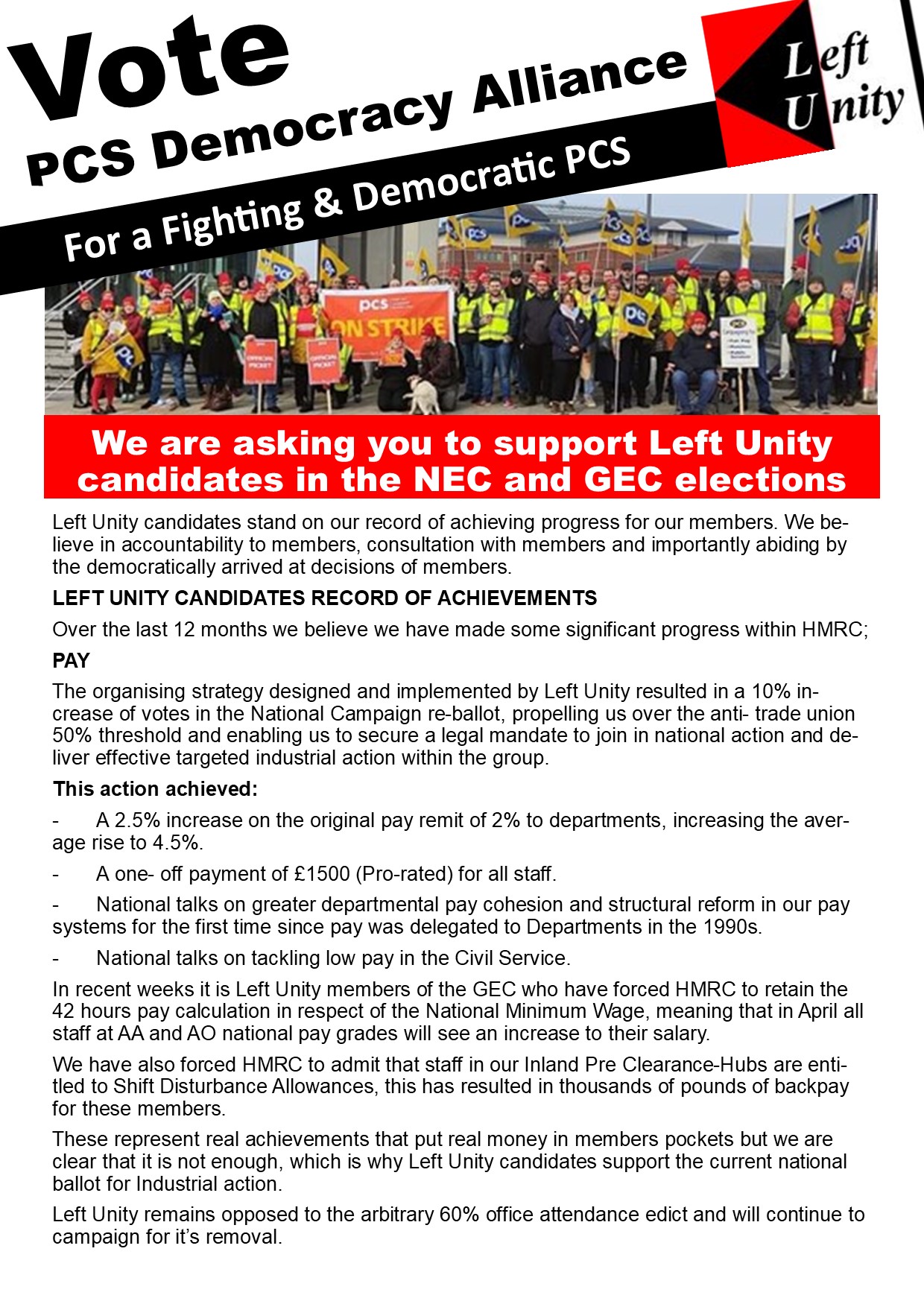NEC elections 2024 | PCS Left Unity